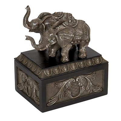 Box with Two Elephants on Top - Globe Imports