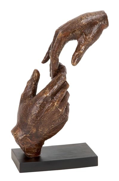 Artistic Sculpture of Two Hands Touching - Globe Imports