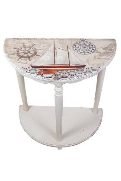 Half Round Nautical Accent Table - Globe Imports