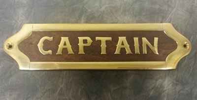Wood and Brass Captain Plaque - Globe Imports