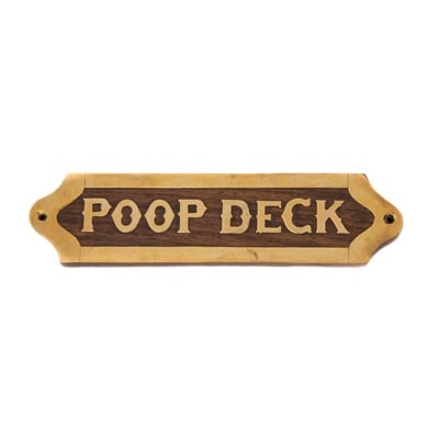 Wood and Brass Poop Deck Plaque - Globe Imports