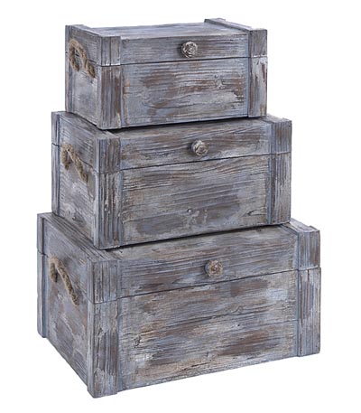 Set of 3 Wooden Chests - Globe Imports