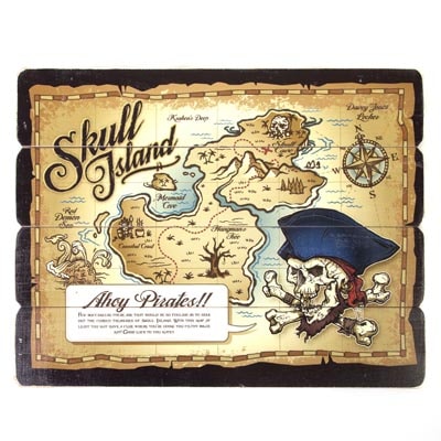 Skull Island Pirate Sign - Globe Imports