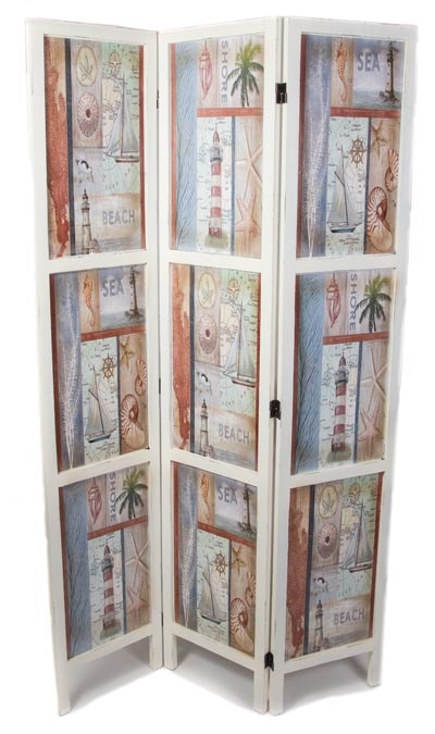 Wooden Seashore Scenes Room Divider - Globe Imports
