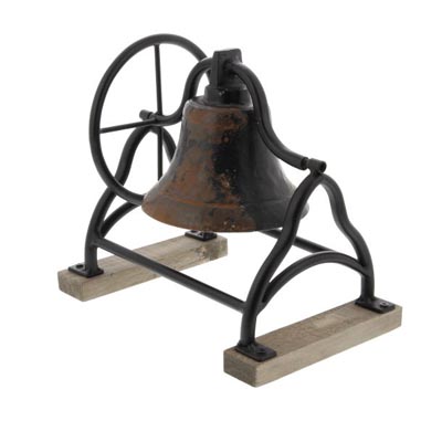 Antiqued School Bell on Stand - Globe Imports