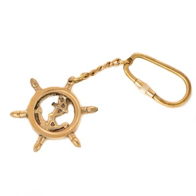 Ship Wheel Anchor Key Ring - Globe Imports
