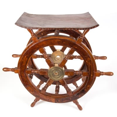 Nautical Ship's Wheel Table and Rack - Globe Imports