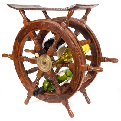 Nautical Ship's Wheel Table and Rack - Globe Imports
