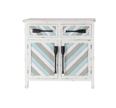 Chevron Pattern Nautical Cabinet - Globe Imports