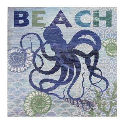 Beach Octopus Wood Sign - Globe Imports