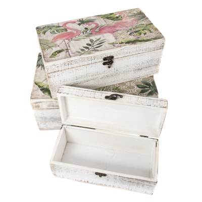 Set of 3 Flamingo Boxes - Globe Imports
