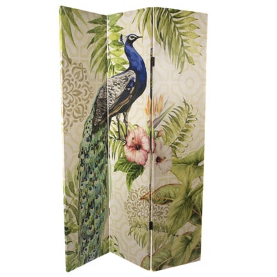 Peacocks Canvas Screen - Globe Imports