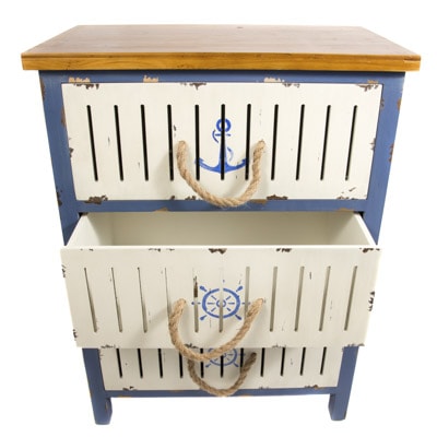 Wood Three Drawer Nautical Cabinet - Globe Imports