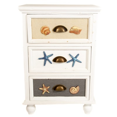 Wood Three Drawer Beach Cabinet - Globe Imports