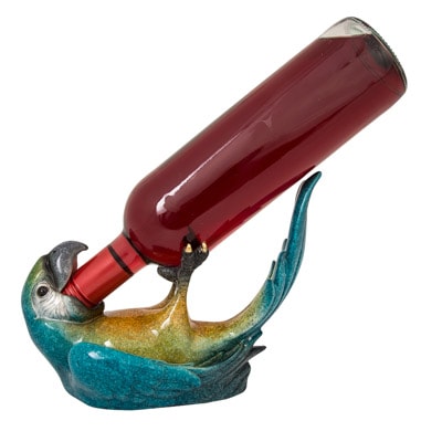 Blue Drinking Parrot Wine Bottle Holder - Globe Imports