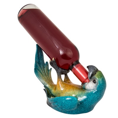 Blue Drinking Parrot Wine Bottle Holder - Globe Imports