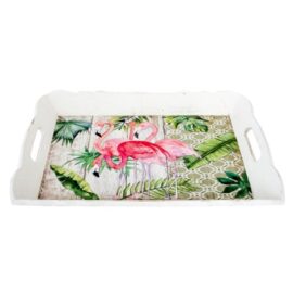 Wooden Flamingos Tray - Globe Imports