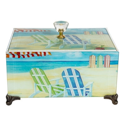 Wood and Glass Beach Chairs Box - Globe Imports