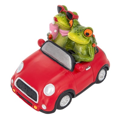 Frog Couple in Red Car - Globe Imports