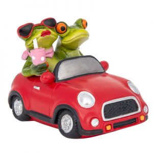 Frog Couple in Red Car - Globe Imports