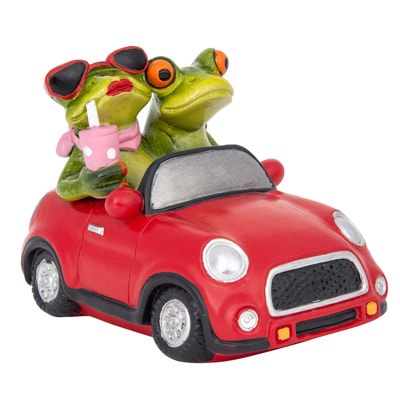 Frog Couple in Red Car - Globe Imports
