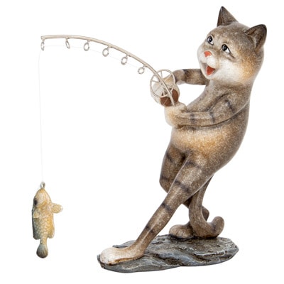 Cat Fishing Figurine - Globe Imports