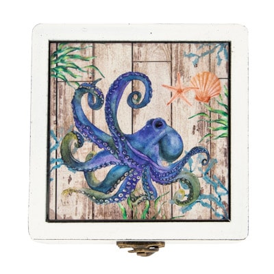 Wood & Ceramic Octopus Box - Globe Imports