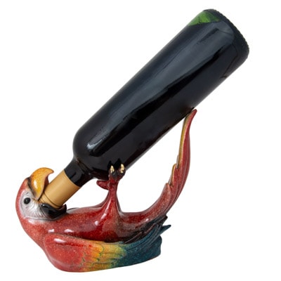 Red Drinking Parrot Wine Bottle Holder - Globe Imports