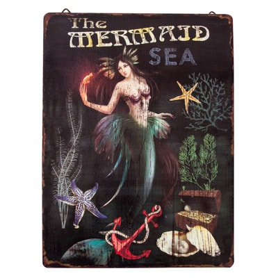 Vintage Metal Mermaid Sign - Globe Imports