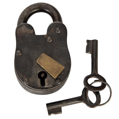 Antique Style Metal Lock and Key - Globe Imports