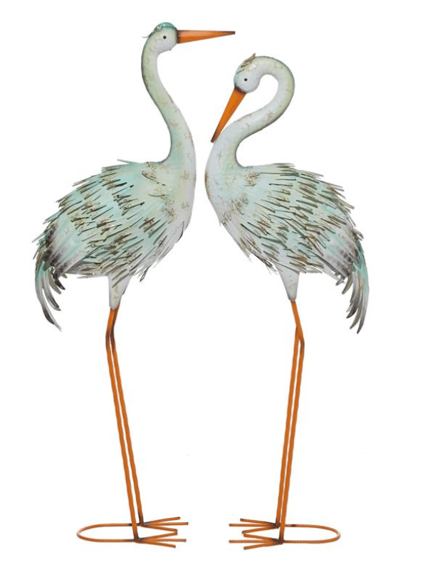 Set of 2 Metal Standing Herons - Globe Imports