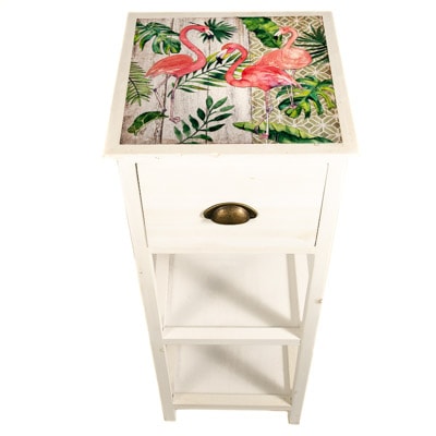 Wood Flamingos Drawer Table - Globe Imports