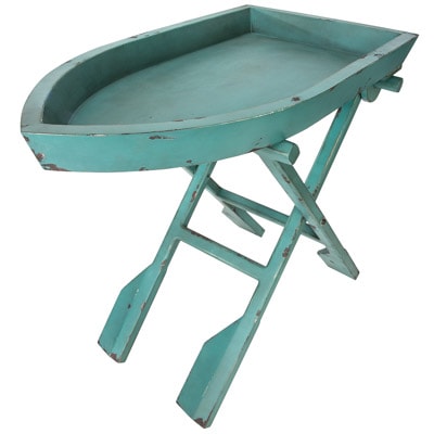 Aqua Wooden Boat and Oars Table - Globe Imports