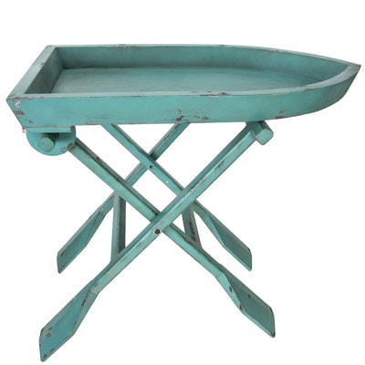 Aqua Wooden Boat and Oars Table - Globe Imports