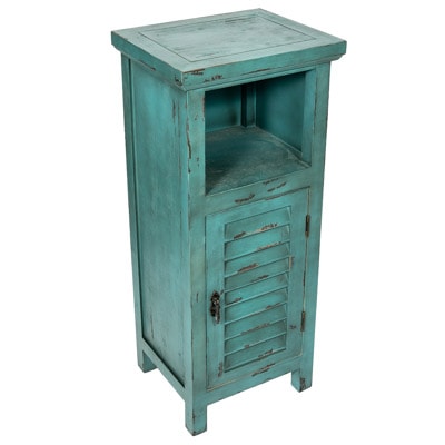 Aqua Blue Shutter Door Cabinet - Globe Imports