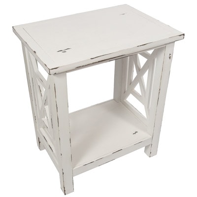 White Painted Wood Side Table - Globe Imports