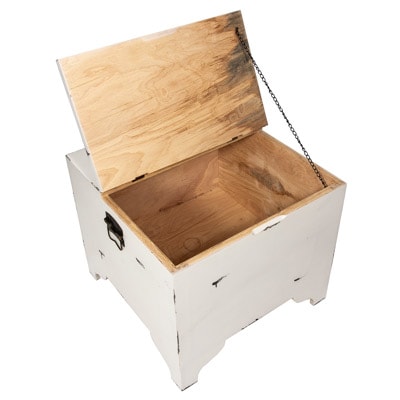 White Wooden Storage Box - Globe Imports
