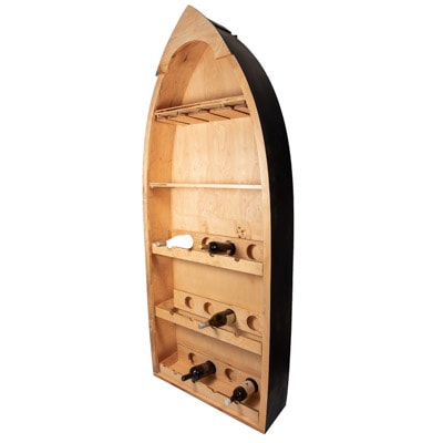 Wooden Boat Shaped Wine Cabinet - Globe Imports