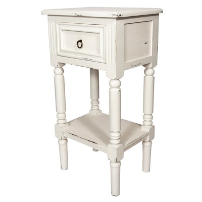 White Wooden Side Table - Globe Imports