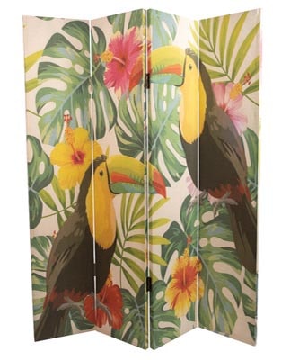 Tropical Birds Room Divider - Globe Imports