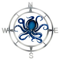 25 1/2 Inches Diameter Powder Coated Compass Rose with Blue Octopus ...