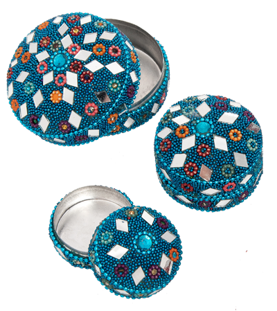 Set of 3 Jeweled Trinket Boxes - Globe Imports