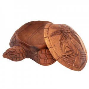 Carved Wood Turtle Box - Globe Imports