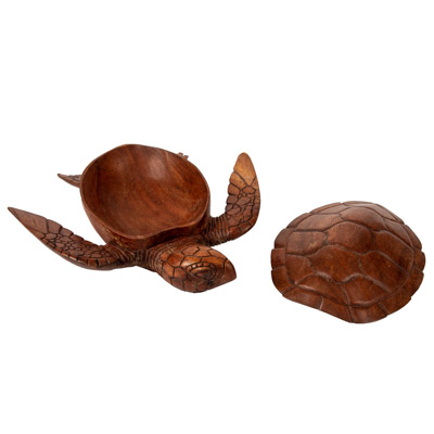 Carved Wood Turtle Box - Globe Imports