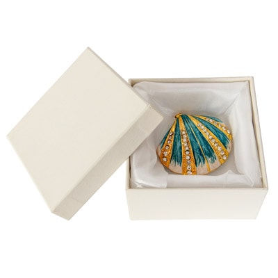 Bejeweled Shell Shaped Trinket Box with Gift Box - Globe Imports
