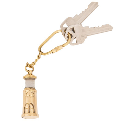 Brass Lighthouse Key Ring - Globe Imports