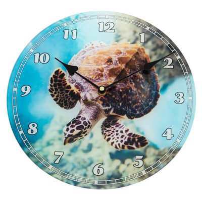 Sea Turtle Glass Wall Clock - Globe Imports