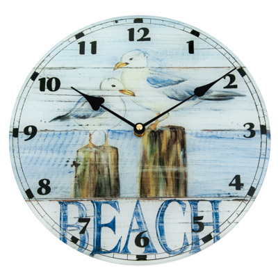Glass Seagull Beach Clock - Globe Imports