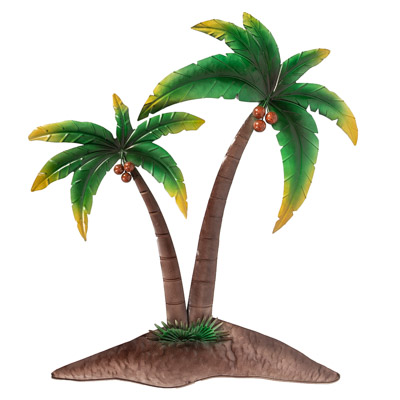 28 1/2 Inches High x 24 3/4 Inches Wide Metal Wall Palm Trees - Globe ...