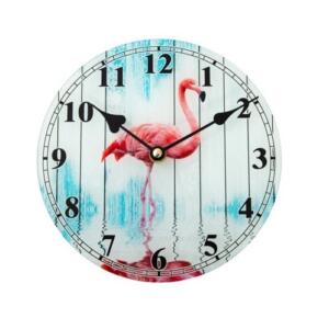 Glass Flamingo Wall Clock - Globe Imports